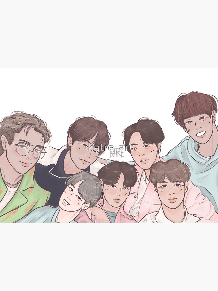 "BTS - OT7" Sticker for Sale by katre-art | Redbubble