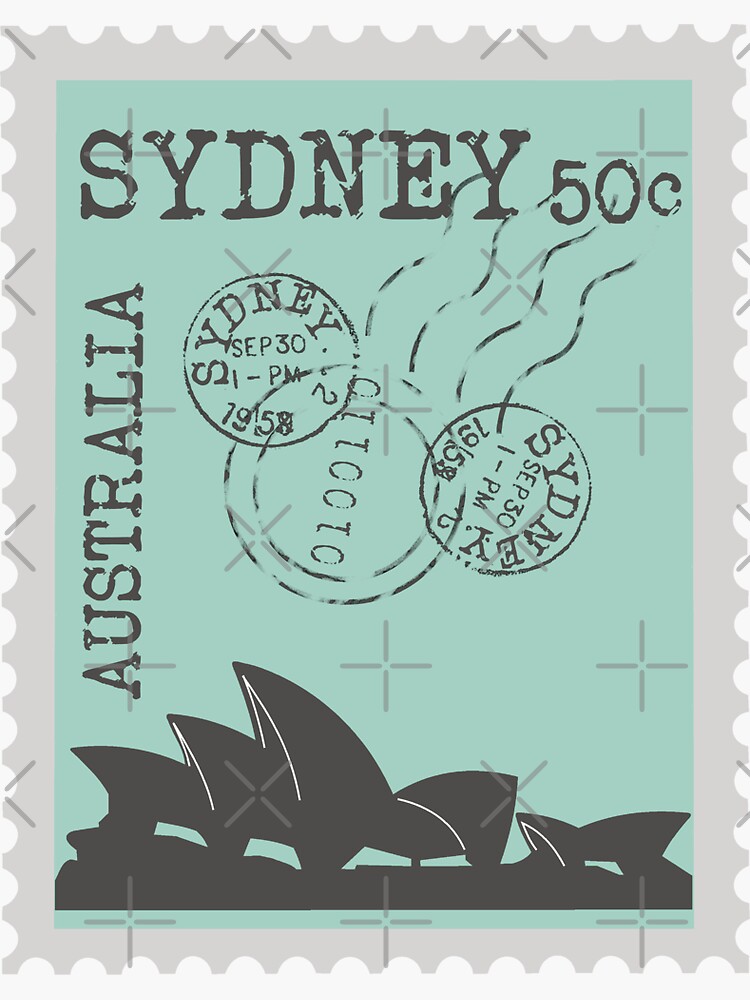 "Sydney Postage Stamp" Sticker by Primroaddesigns | Redbubble