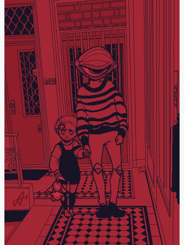 "Red pixelart of Isac" Sticker for Sale by ArmlessAcrobat | Redbubble