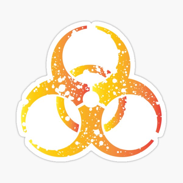 "Distressed/Decayed Biohazard Symbol Orange & Red " Sticker for Sale by ...