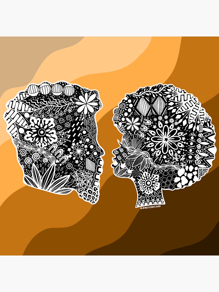 "King and Queen Zentangle" Sticker by dtlstudio | Redbubble
