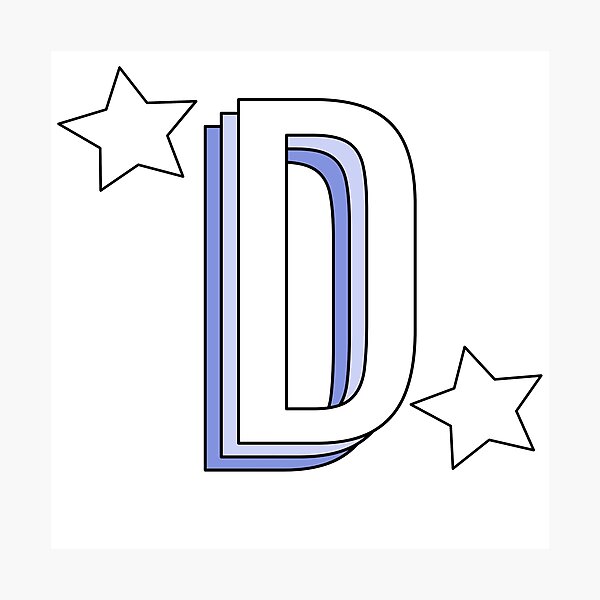 "Aesthetic Blue Letter "D" with Stars" Photographic Print for Sale by ...