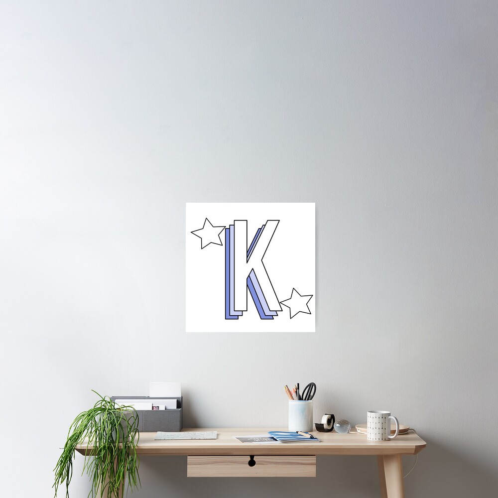 "A&L Aesthetic Blue Letter "K" with Stars" Poster by allielibby | Redbubble