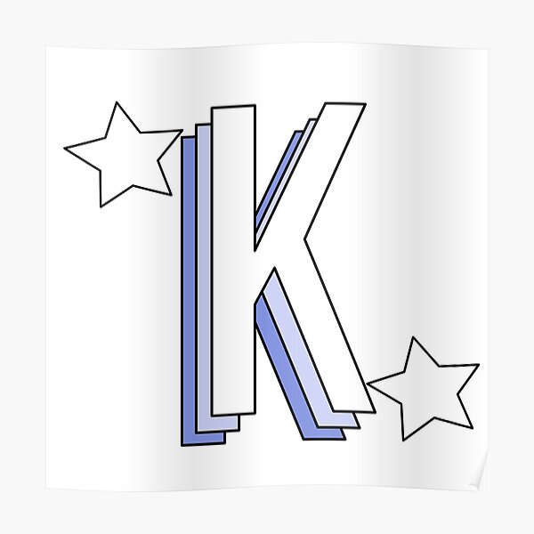 "A&L Aesthetic Blue Letter "K" with Stars" Poster by allielibby | Redbubble