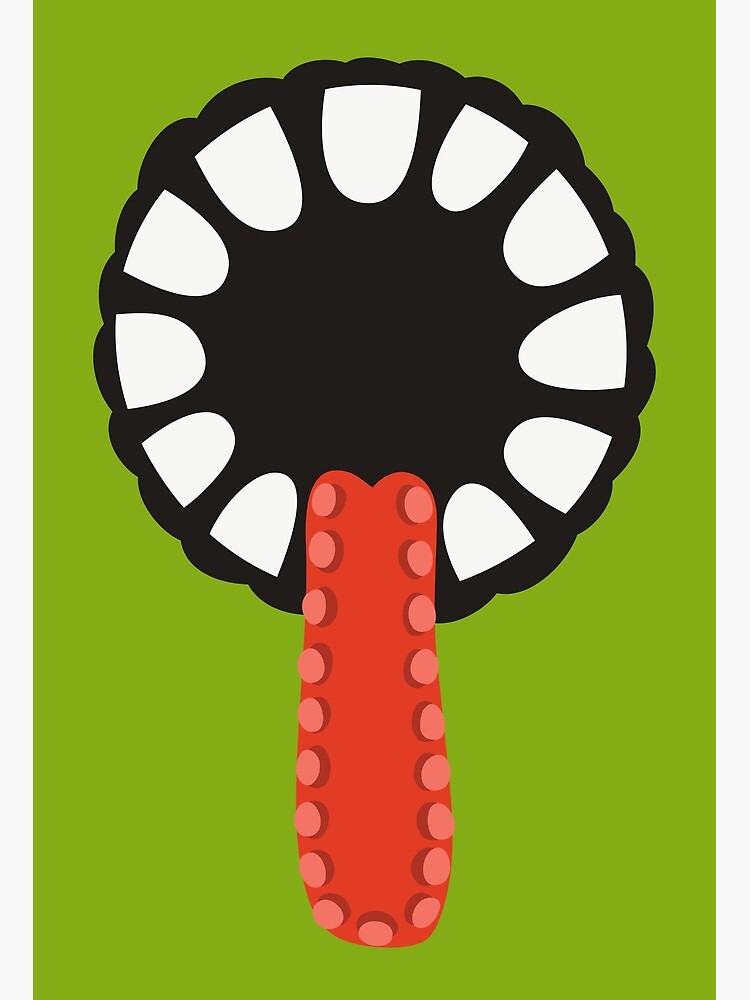 "Cartoon round mouth of a worm with teeth and long tongue" Art Print by ...