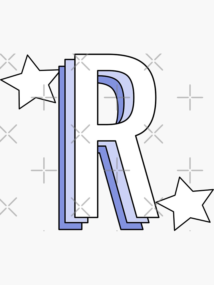 "A&L Aesthetic Blue Letter "R" with Stars" Sticker for Sale by ...