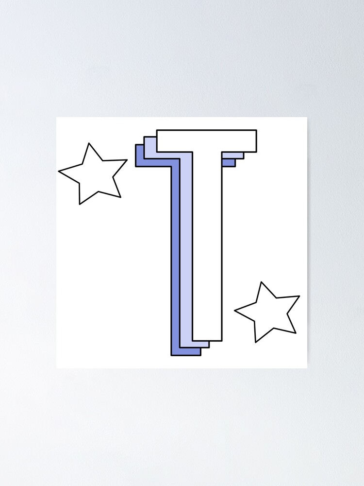 "A&L Aesthetic Blue Letter "T" with Stars" Poster for Sale by ...
