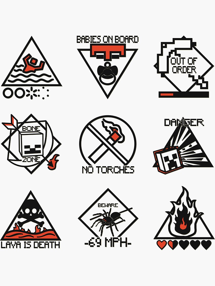 "Impossible Difficulty Minecraft Caution Signs" Sticker for Sale by ...
