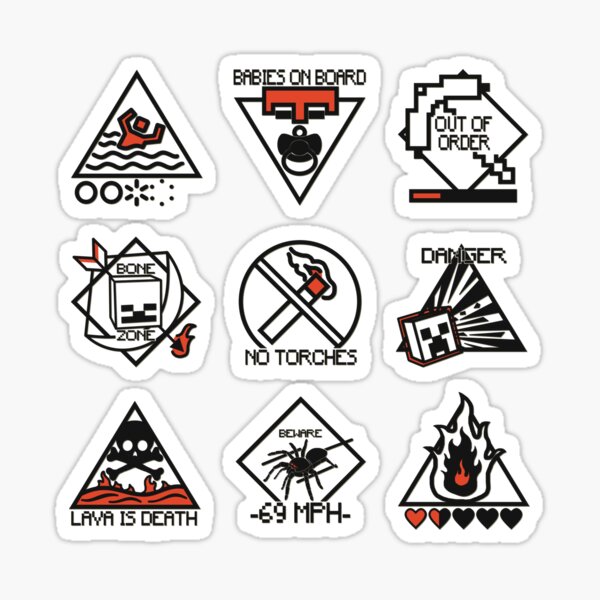 "Impossible Difficulty Minecraft Caution Signs" Sticker for Sale by ...