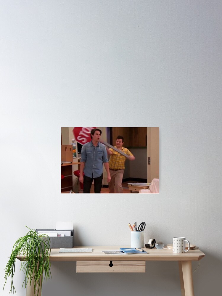 "Gibby Hitting Spencer with a Stop Sign" Poster for Sale by nochillaly ...