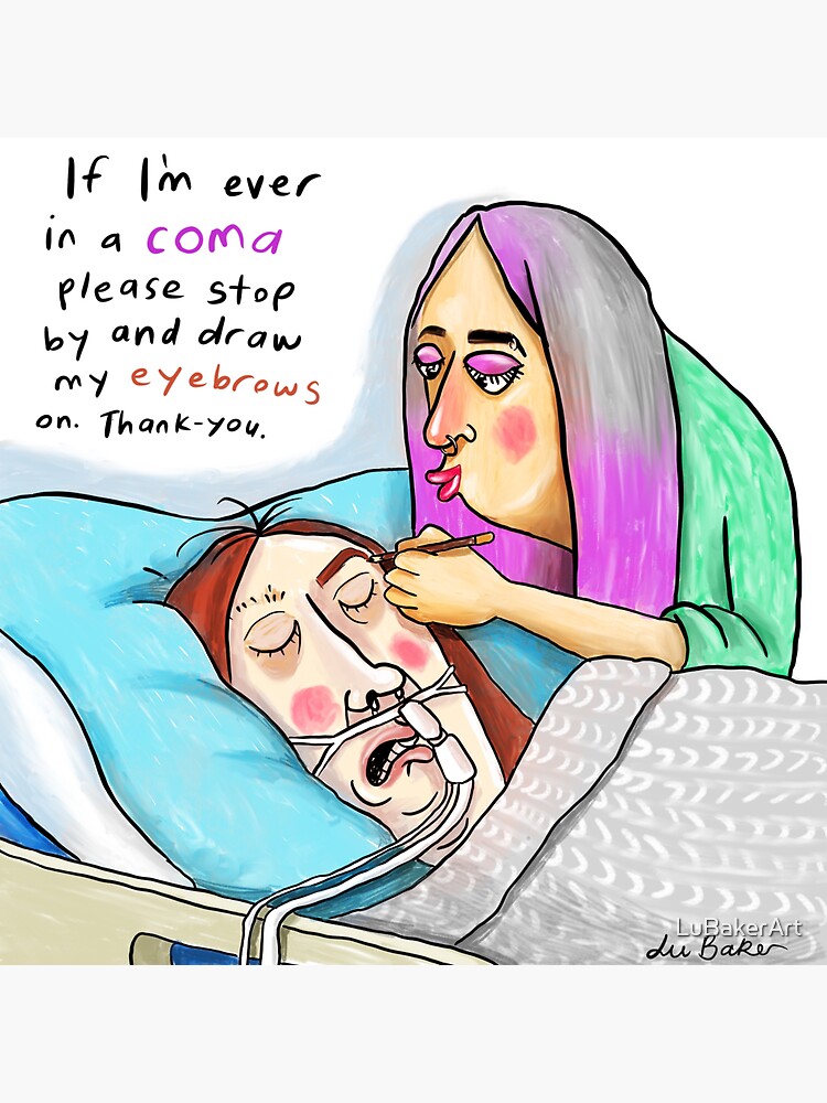 "Coma brows" Sticker for Sale by LuBakerArt | Redbubble