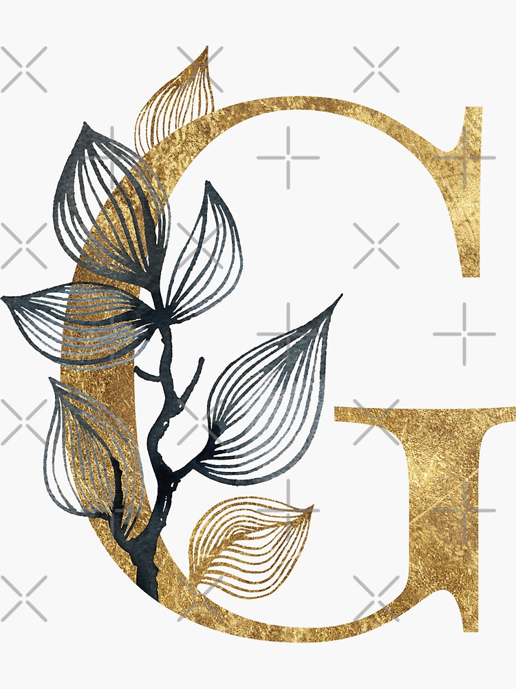 "Letter G Monogram Gold Floral" Sticker for Sale by EnlightenedChi ...
