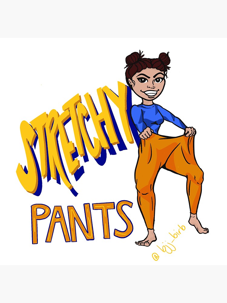 "Stretchy Pants Cartoon" Sticker by bjjbirb | Redbubble
