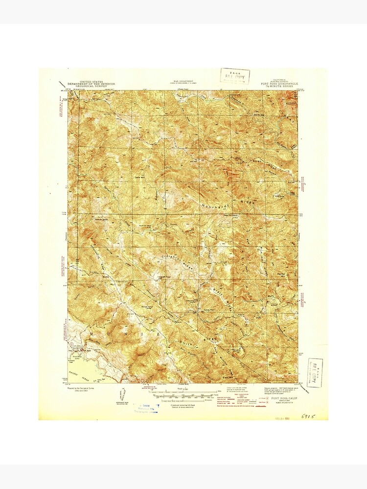 "Fort Ross, CA from 1944 Vintage Map - High Quality" Photographic Print ...