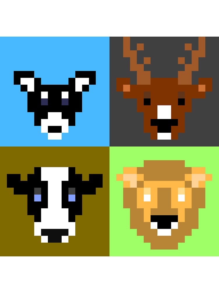"8-Bit Animal 4-square" by lookaquarter | Redbubble