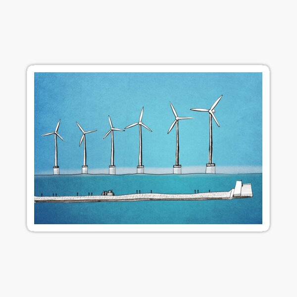 "Wind Turbines Climate Change design." Sticker by GratefulBunny | Redbubble