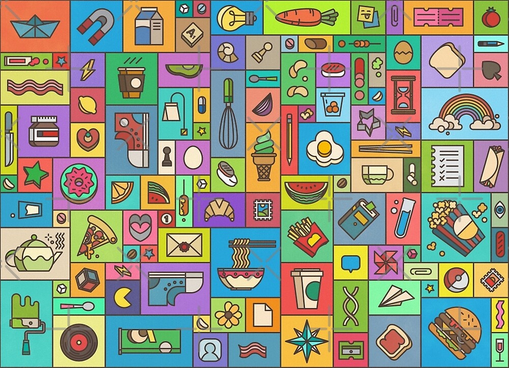 "Random Objects Pattern" by Kevin James Bernabe | Redbubble