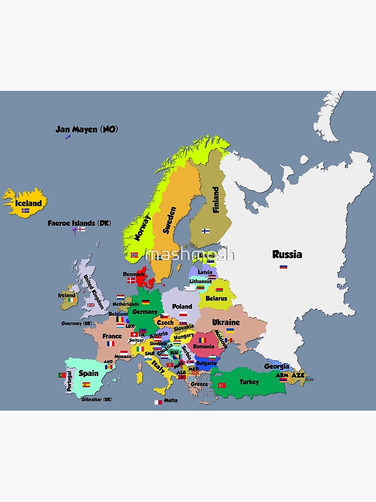 "Europe map with flags and names" Poster for Sale by mashmosh | Redbubble