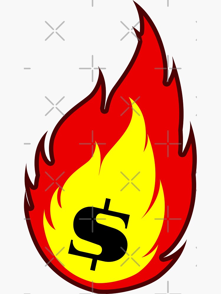 "Money sign on fire [Monopoly] Money Sign on fire BLACK" Sticker for ...