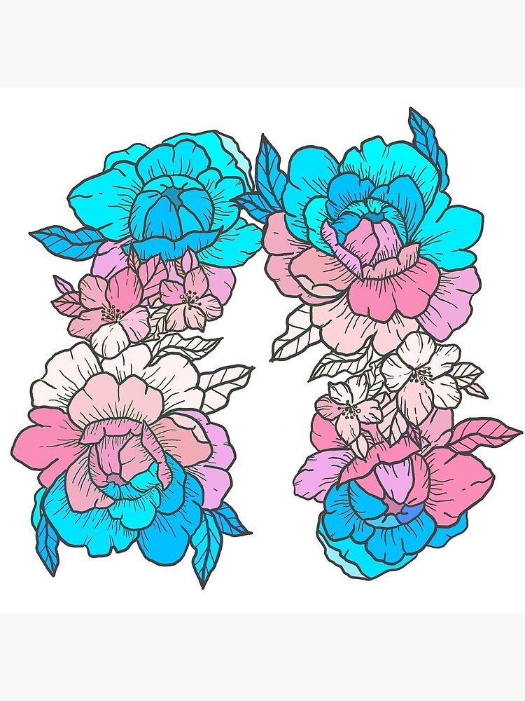 "Transgender flag flowers" Poster by MashaDraws | Redbubble