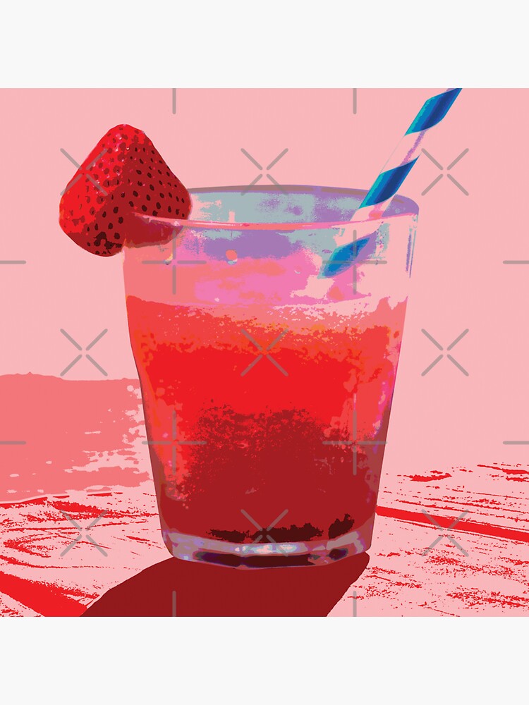 "Cocktail Strawberry Daiquiri Pop Art " Sticker by JillBusbyArt | Redbubble