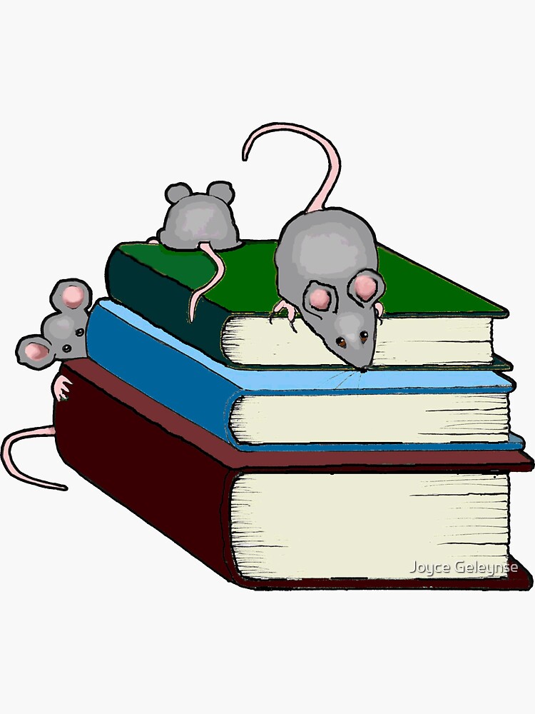 "Cute Mice on Stack of Books, Reading, Kids, Book Lovers, Original Art ...