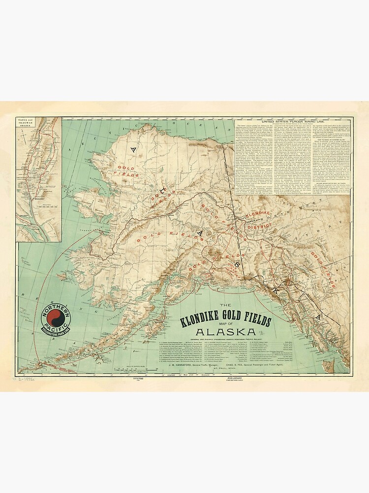 "Vintage Alaska Gold Fields Map (1898)" Poster by BravuraMedia | Redbubble