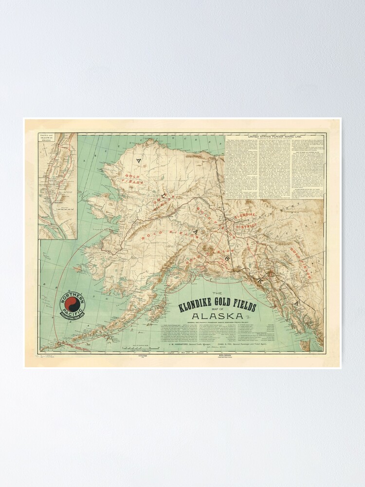 "Vintage Alaska Gold Fields Map (1898)" Poster by BravuraMedia | Redbubble