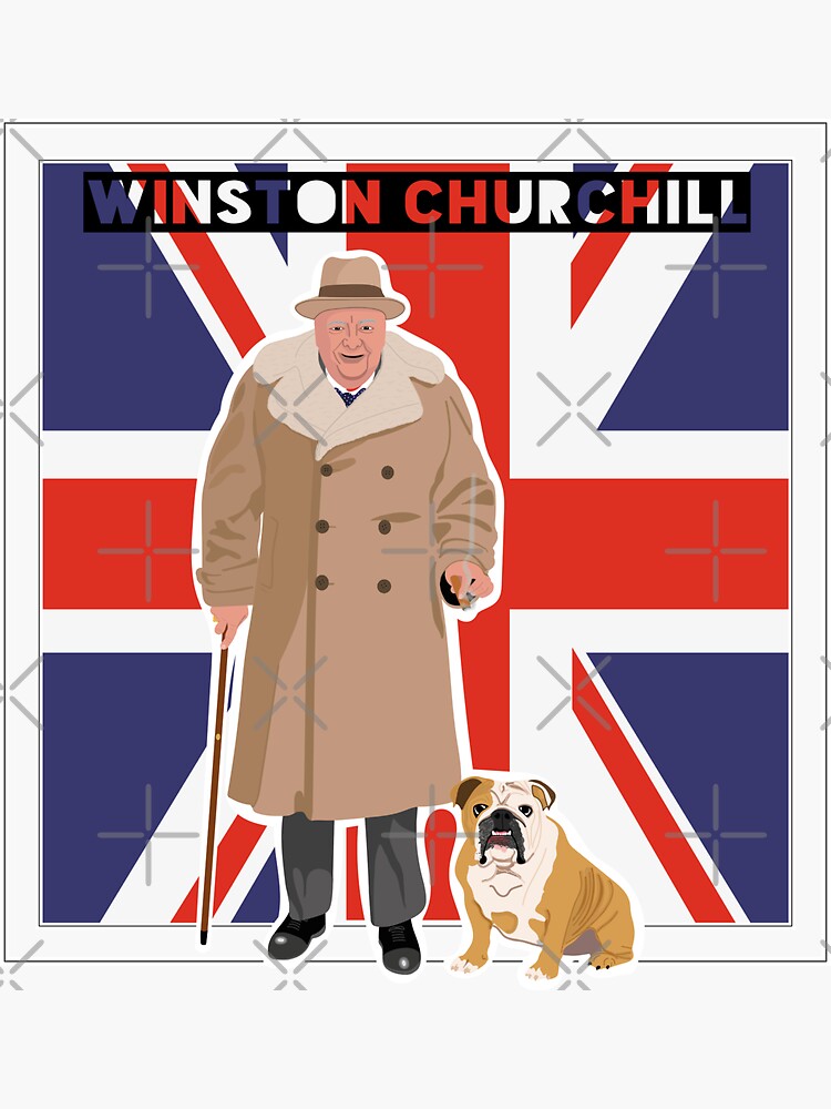 "WINSTON CHURCHILL & BRITISH BULLDOG." Sticker for Sale by top-notch ...