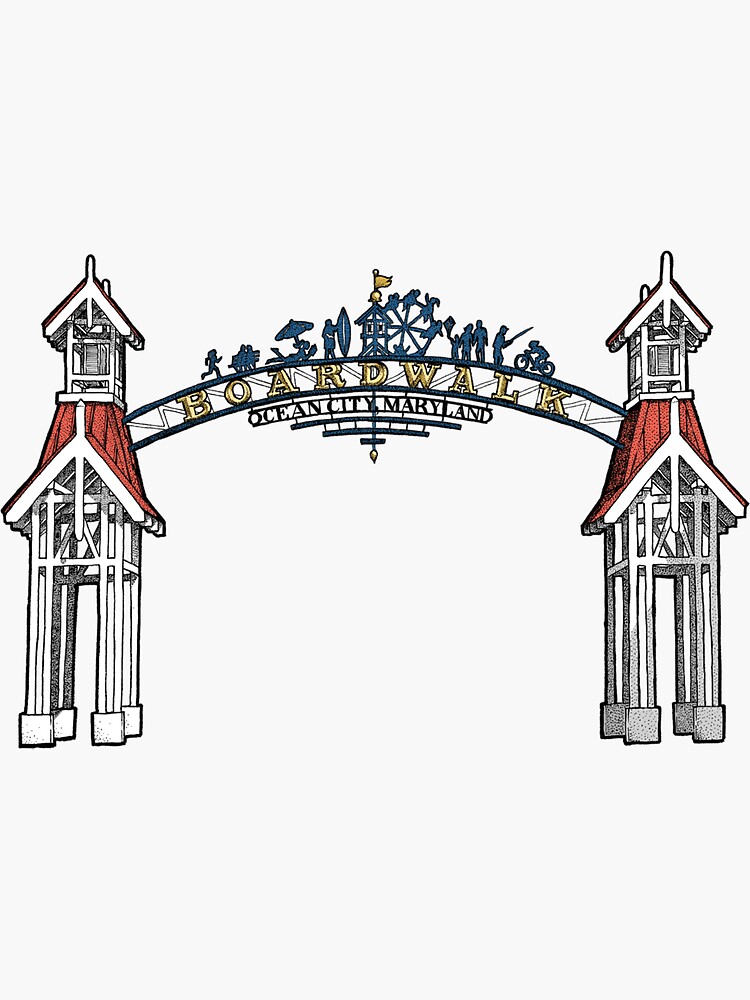 "Ocean City Boardwalk" Sticker for Sale by Elizabeth Weglein | Redbubble