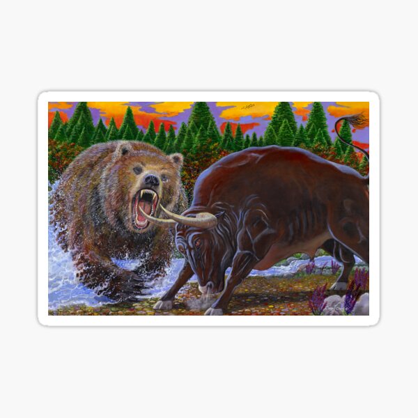 "Bull and Bear" Sticker by Bluemarlin | Redbubble