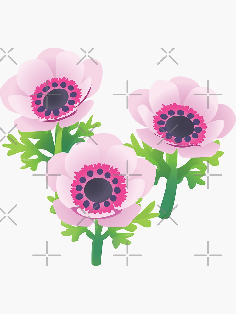 "Pink Windflower" Sticker by TheMajesticGoat | Redbubble