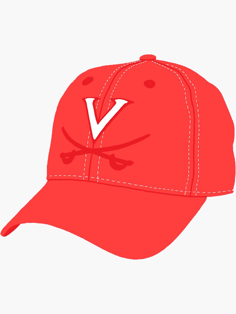"UVA Logo V Sabres Baseball Hat Fire Engine Red" Sticker by cats-corner ...