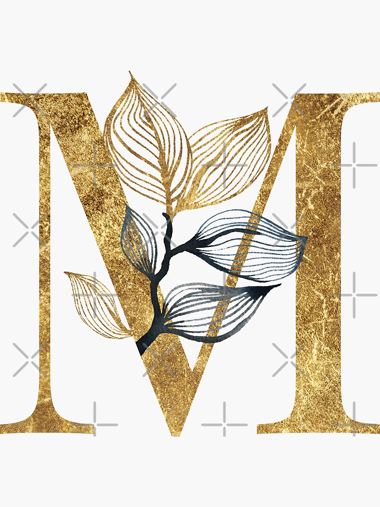 "Letter M Monogram Gold Floral" Sticker for Sale by EnlightenedChi ...