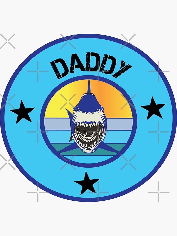 "Cute Daddy Funny shark Family Best cool Dad retro shark " Sticker by ...