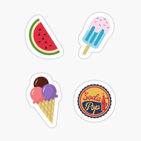 "Summer things... popsicle, ice cream, watermelon, soda pop." Sticker ...