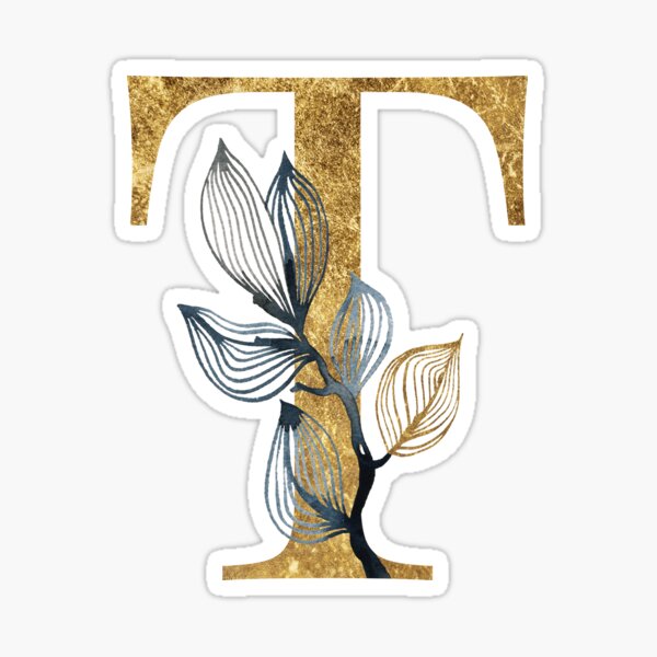 "Letter T Monogram Gold Floral" Sticker for Sale by EnlightenedChi ...