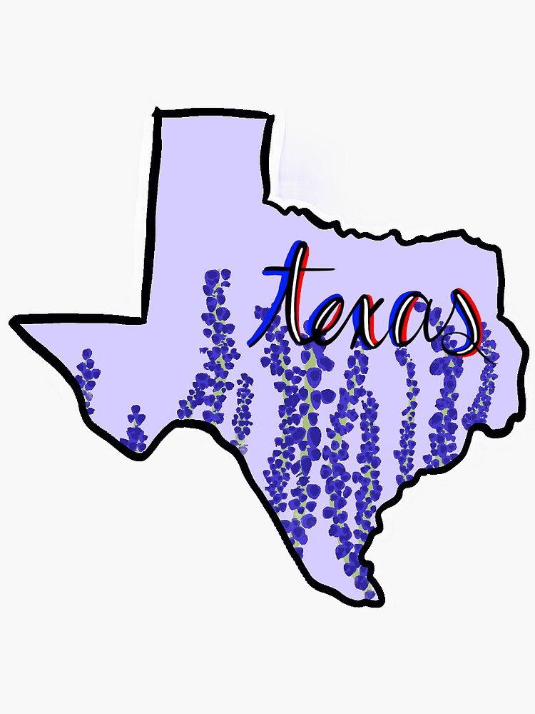 "cute texas outline with bluebonnets" Sticker by hxm17d | Redbubble