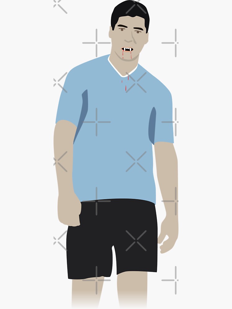 "Luis Suarez Vampire Bite / Biting" Sticker for Sale by ComedyQuotes ...