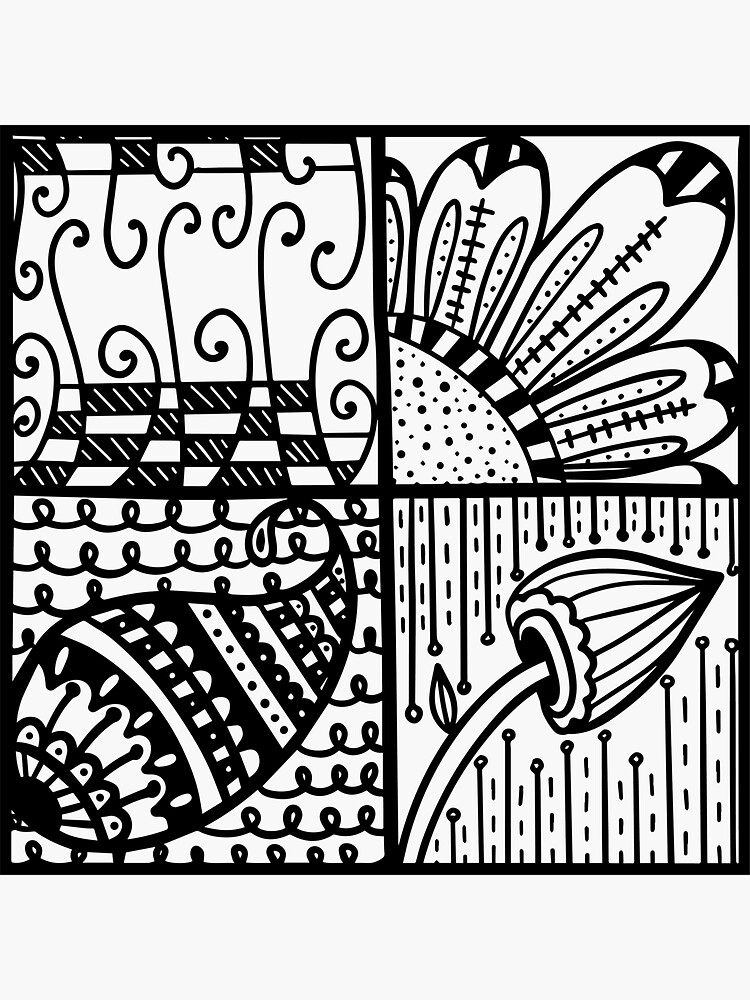 "Zentangle Block Design" Sticker by MackenzieMakes- | Redbubble