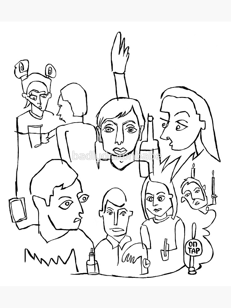 " line art: pub scene" Poster for Sale by badlydrawnbabe | Redbubble