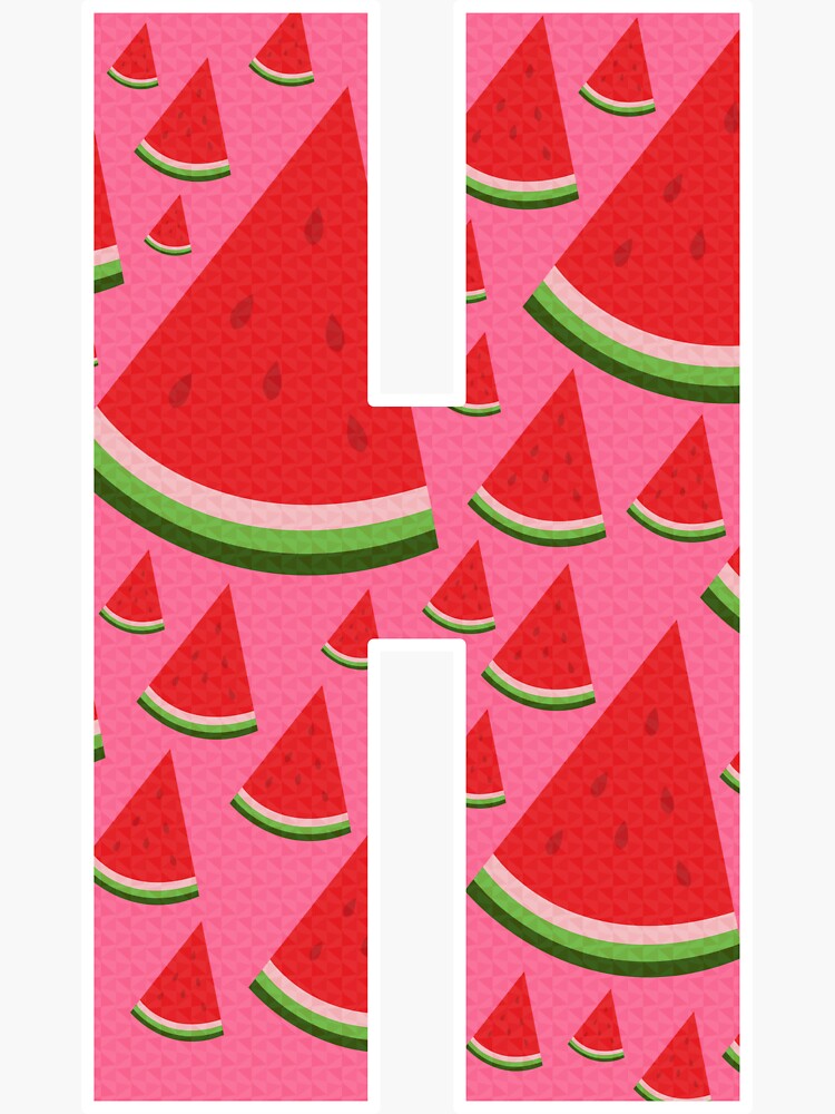 Watermelon Monogram Letter H Sticker For Sale By Dylanxh Redbubble