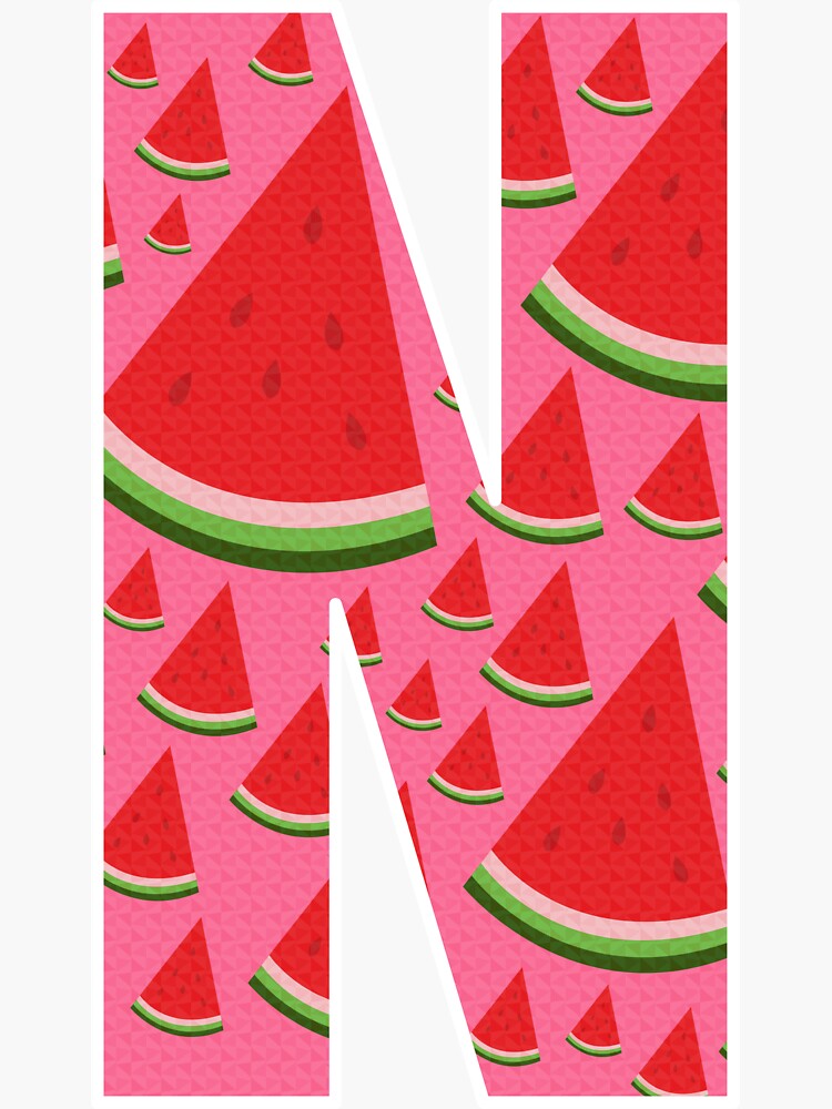 Watermelon Monogram Letter N Sticker For Sale By Dylanxh Redbubble
