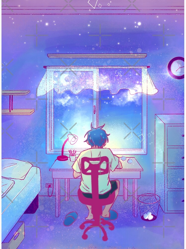 "Cute Anime Starry Night Study Room" Poster for Sale by cinah | Redbubble