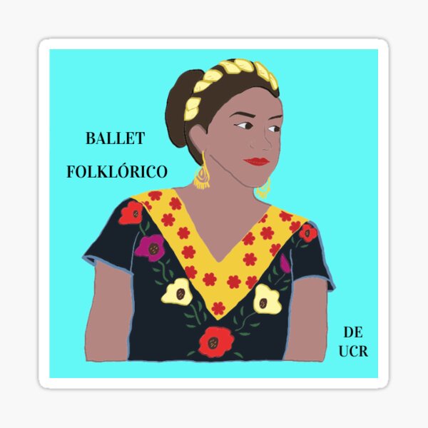 "Ballet Folklorico de UCR Yellow Ribbon Light Blue Background" Sticker ...