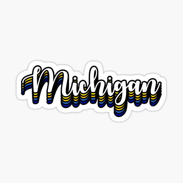 Michigan Cursive Stickers | Redbubble