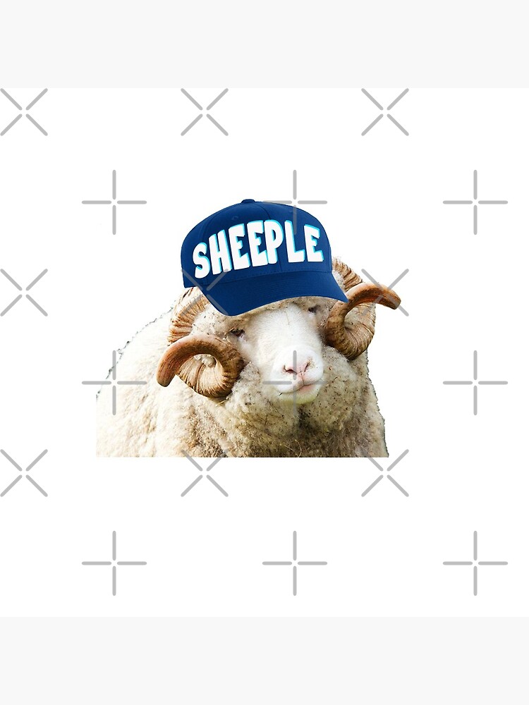 "Sheep with Sheeple Hat Political humor funny liberals" Pin for Sale by ...