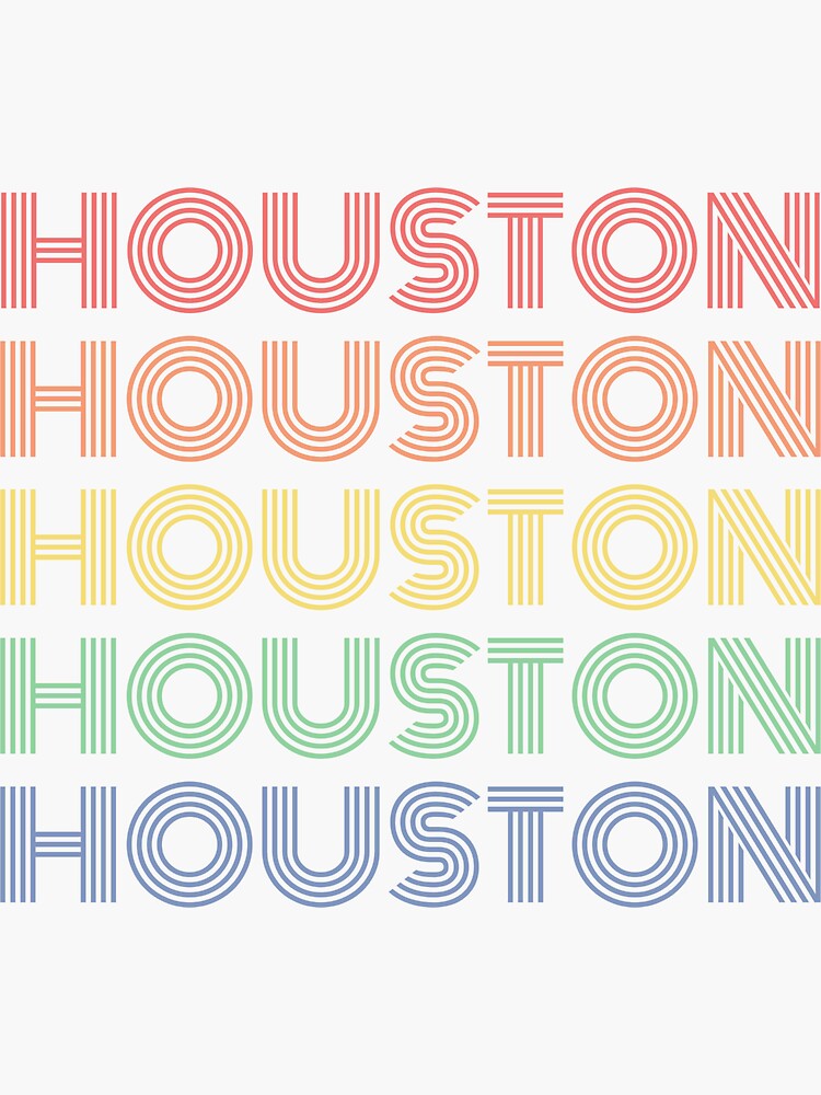 "Multi Colour Retro Houston City Name Typographic Art" Sticker for Sale ...