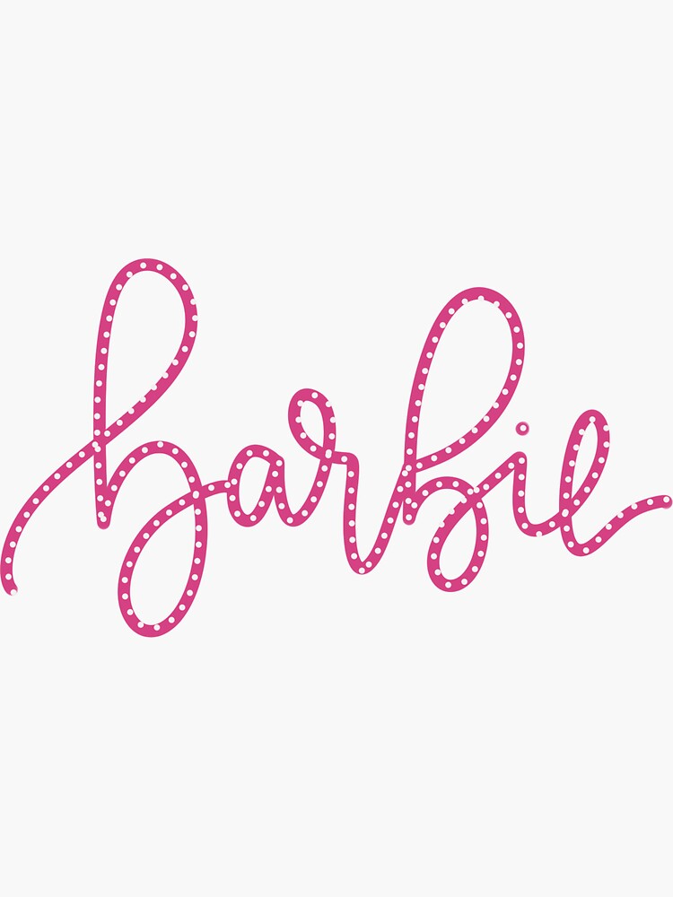 "Pink retro dotted cursive Barbie design" Sticker for Sale by ...