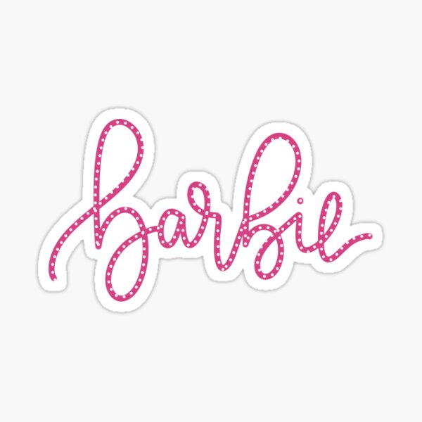 "Pink retro dotted cursive Barbie design" Sticker for Sale by ...